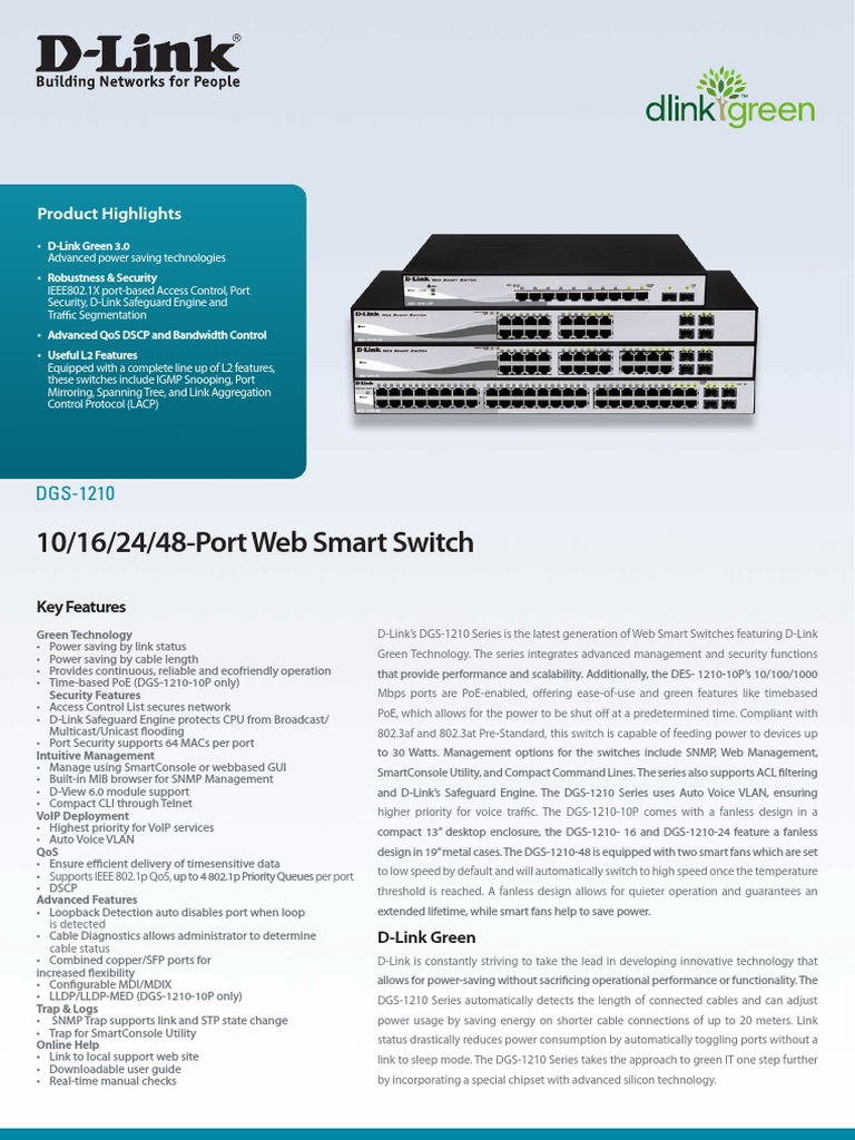 D Link Dgs 1210 10p Dgs 1210 10p A Manual Do Utilizador | PDF | Computer Network | Network Switch