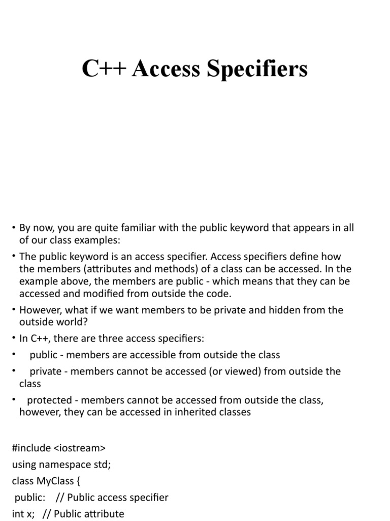 C Access Specifiers | PDF | Computers