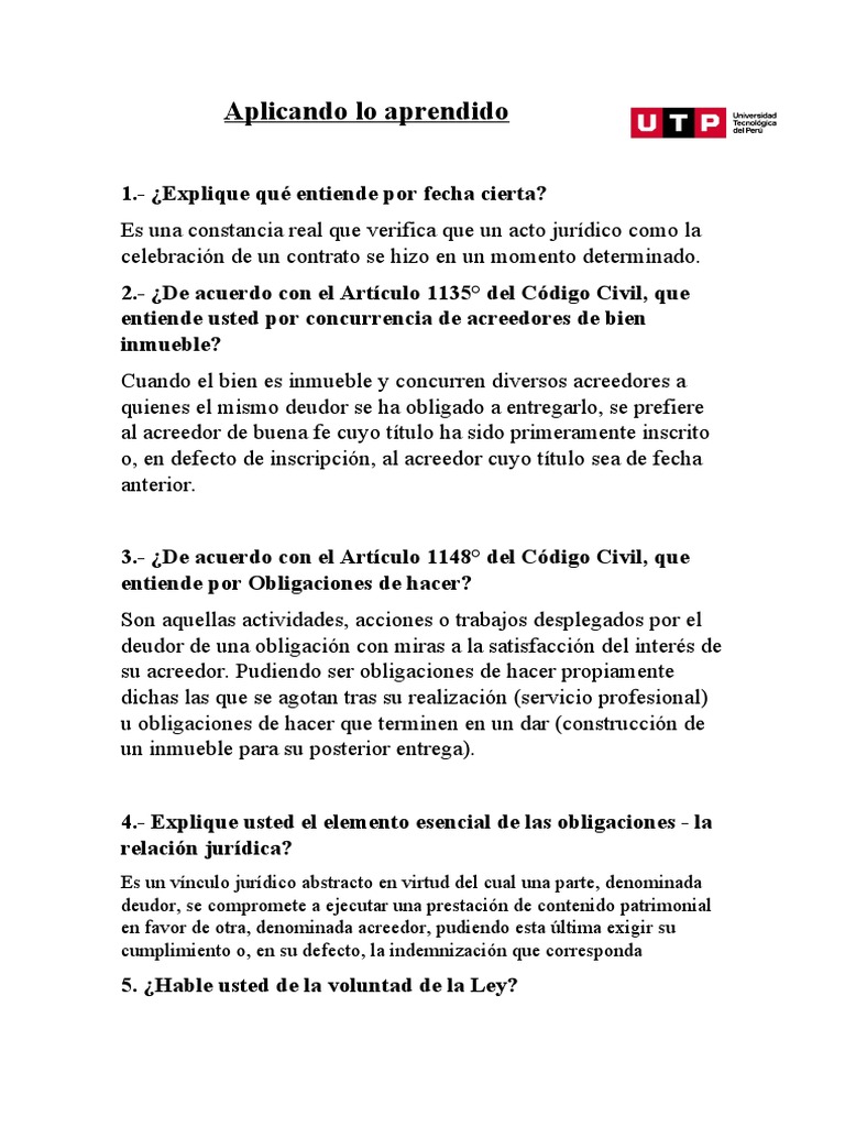 S13.s1 RESOLVER EJERCICIOS (2) - Imstituciones Del Derecho | PDF