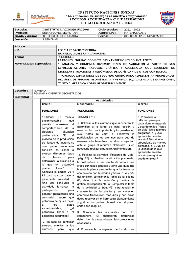 Mate 3 Semana 7 Y 8 Nf Pdf Geometría Ecuaciones
