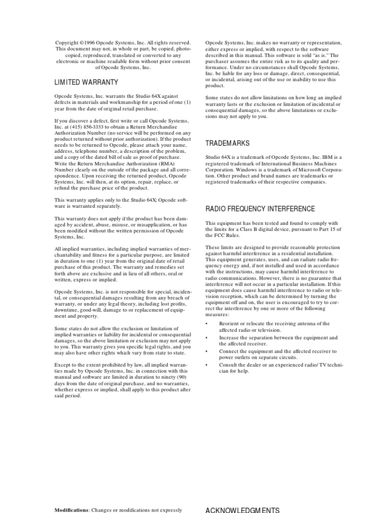 Opcode Studio 64x | PDF | Microsoft Windows | Personal Computers