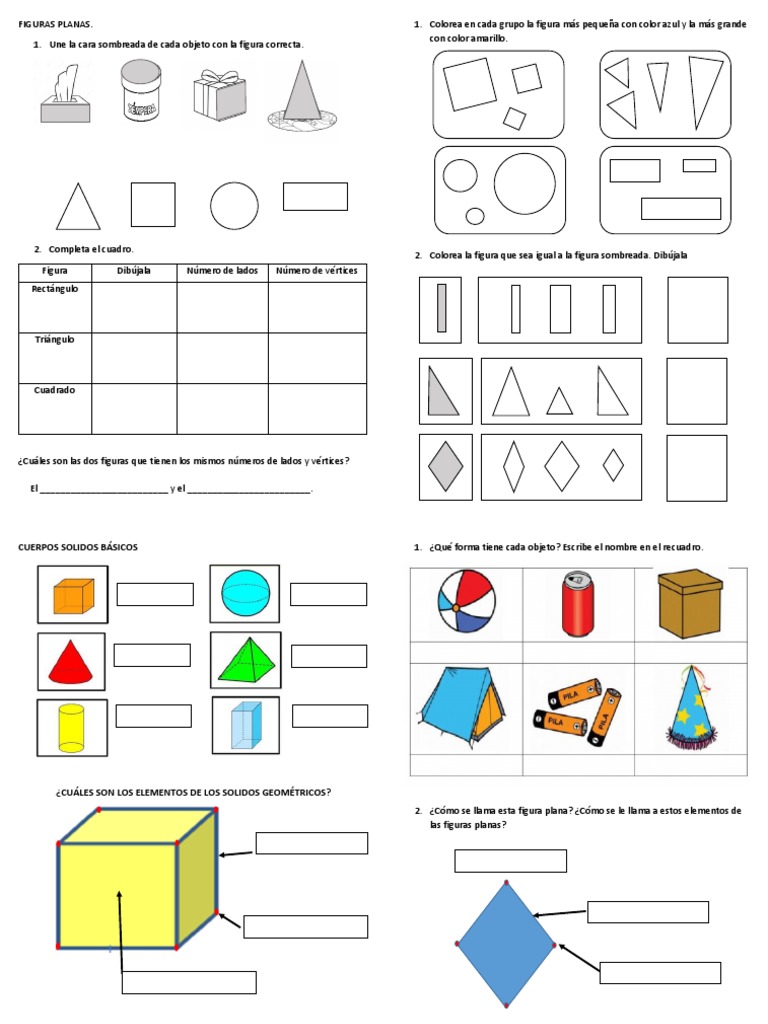 Figuras planas y cuerpos sólidos | PDF | Geometría Elemental | Formas ...