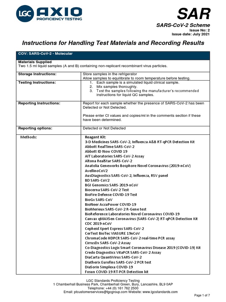SARS-CoV-2 V1 - MOLECULAR SWAB | PDF | Immunology | Life Sciences