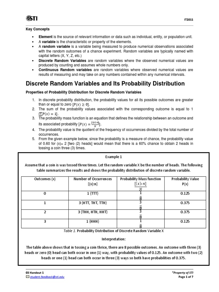 03_Handout_1(2) | PDF | Probability Distribution | Variance