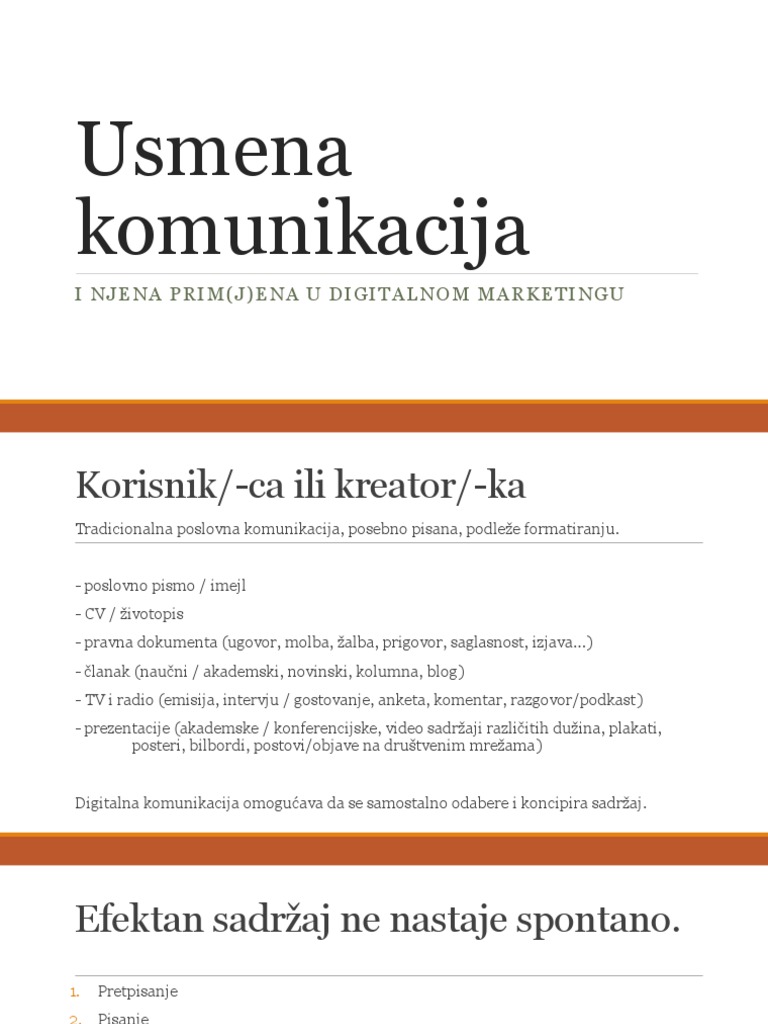 Usmena Komunikacija I Digitalni Marketing | PDF