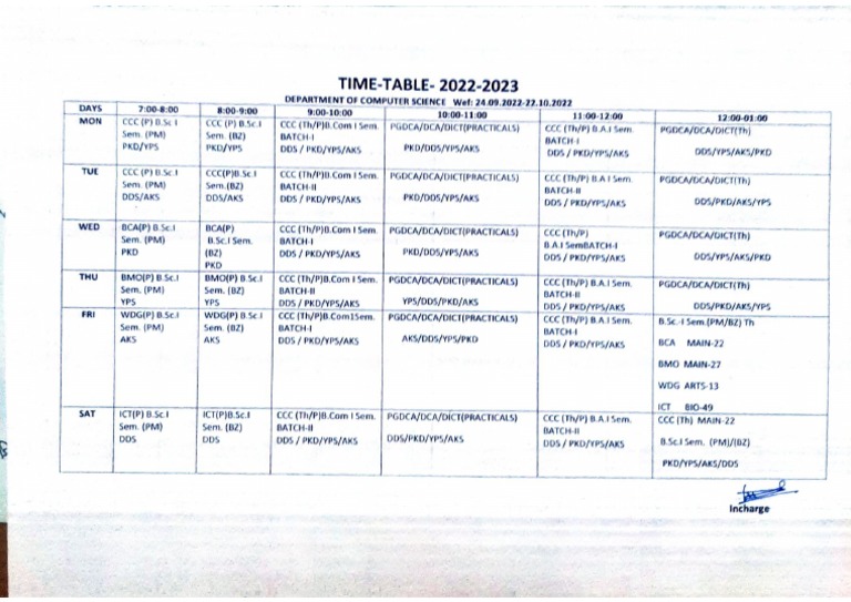 ICT Time Table | PDF