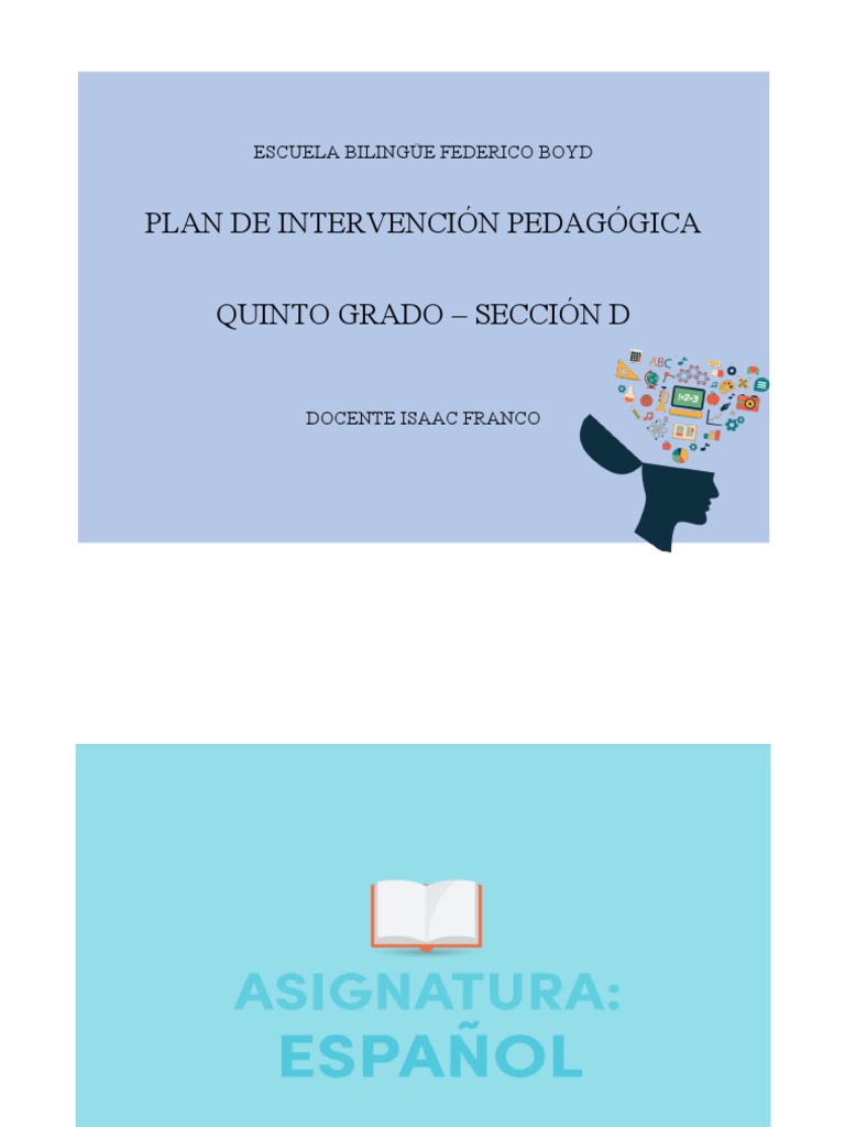 Plan de Intervención de Pedagógica | PDF | Oración (Lingüística) | Proposición