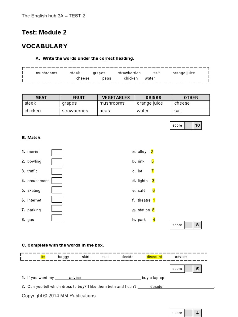 The English Hub 2A - Test 2 - Paty C | PDF | Cruise Ship