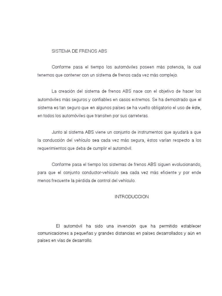 Sistema de Frenos Abs | PDF | Sistema de freno antibloqueo | Coche
