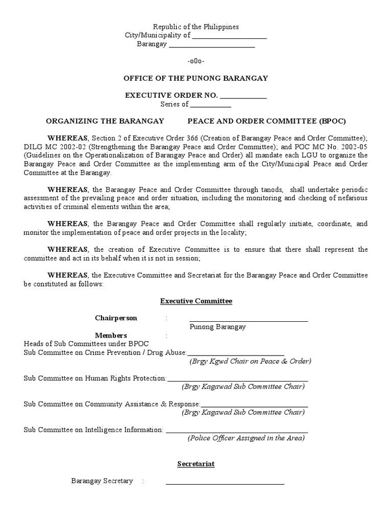 Barangay Peace and Order Committee | PDF | Police | Justice