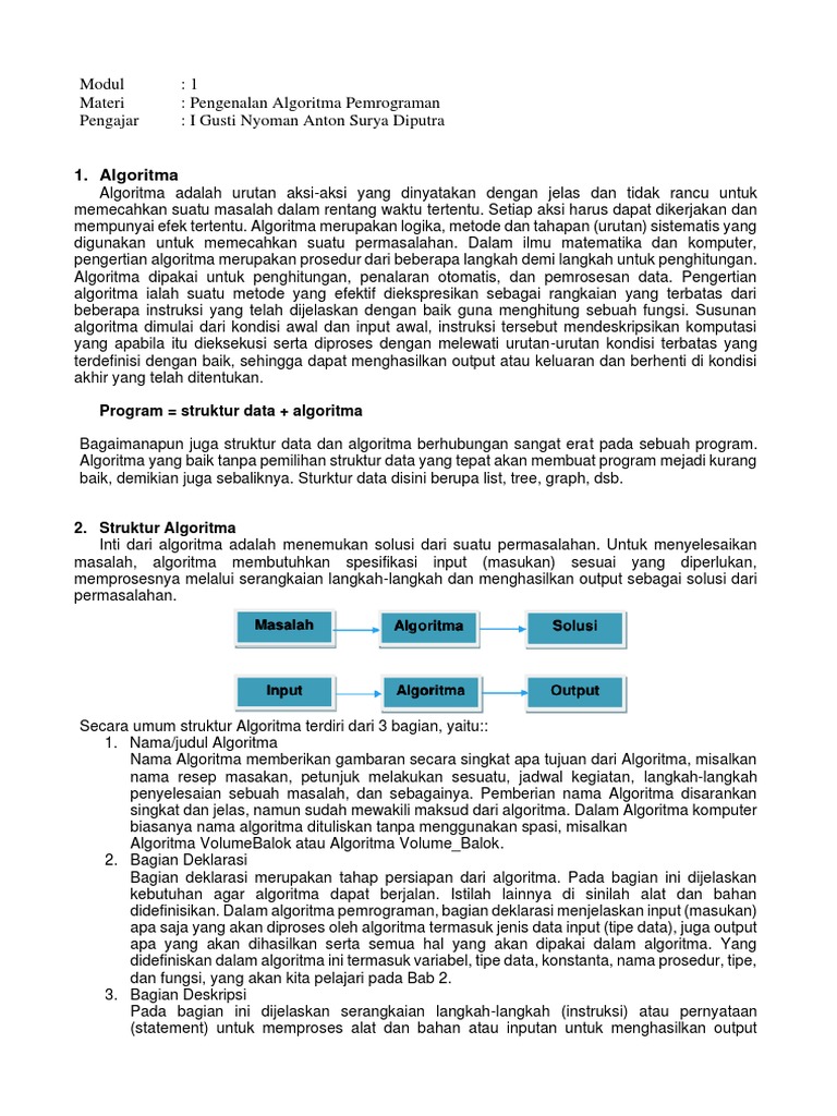 Hands On Modul 1 Pengenalan Algoritma Pemrograman | PDF