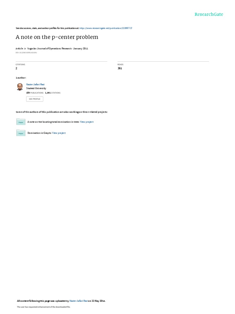 P-center problem solution remains optimal for graph extensions | PDF ...