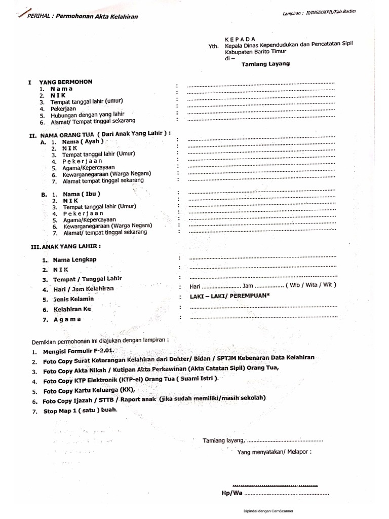 Formulir Akta Kelahiran New | PDF