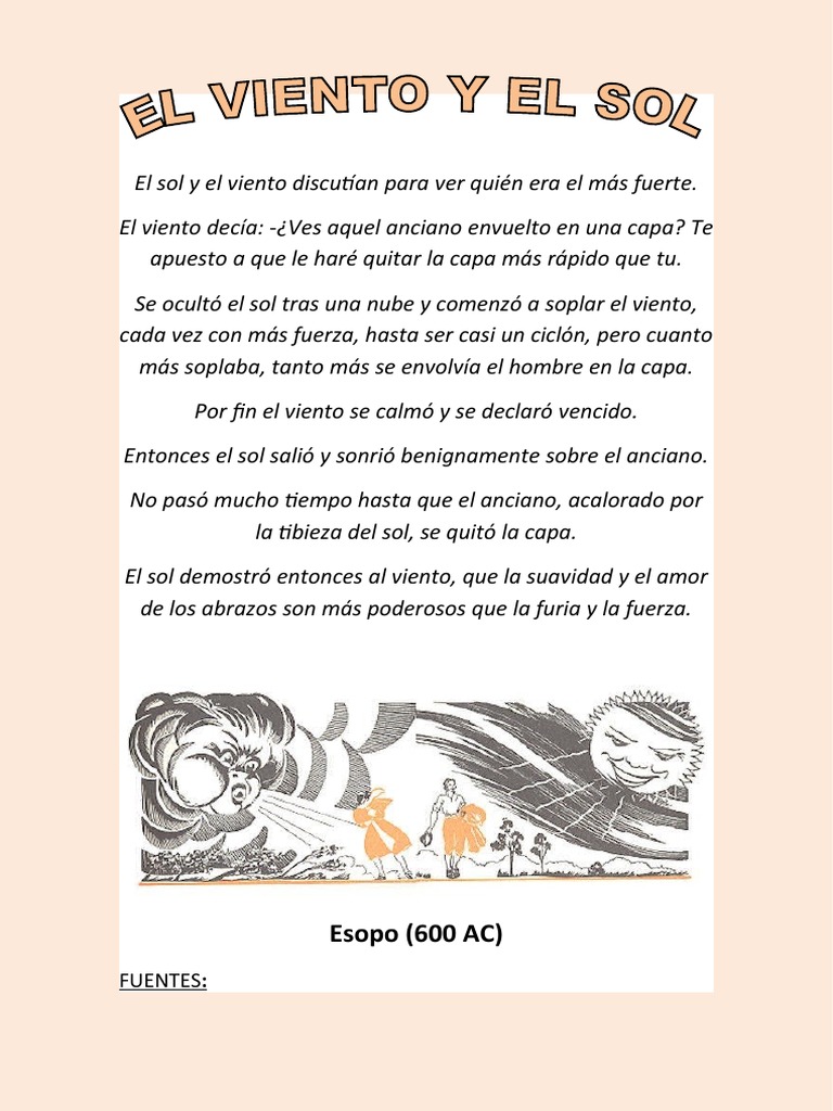 El sol y el viento: fábula de Esopo | PDF | Ciencia y matemáticas ...