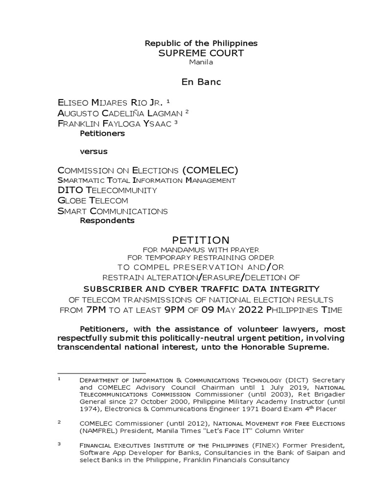 Mandamus Petition To Supreme Court | PDF | Injunction | Freedom Of Information Laws By Country