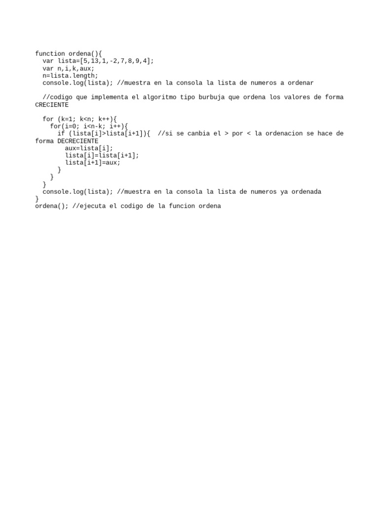 Ejercicios Funciones 02 Algoritmo Burbuja | PDF