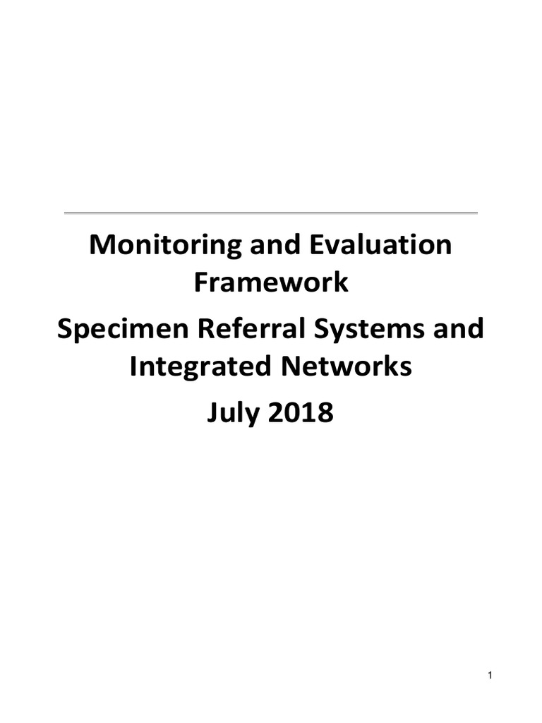 M&E Framework For Specimen Referrals | PDF | Laboratories | Evaluation
