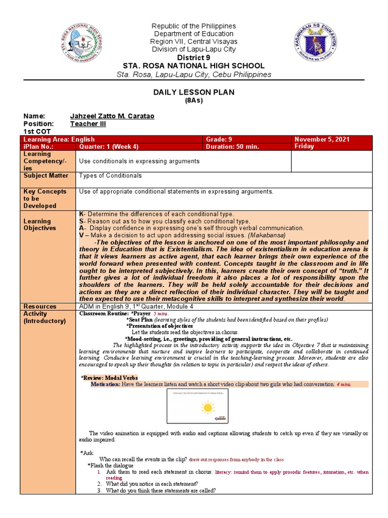 Iplan For COT Q1 | Download Free PDF | Learning | Body Language