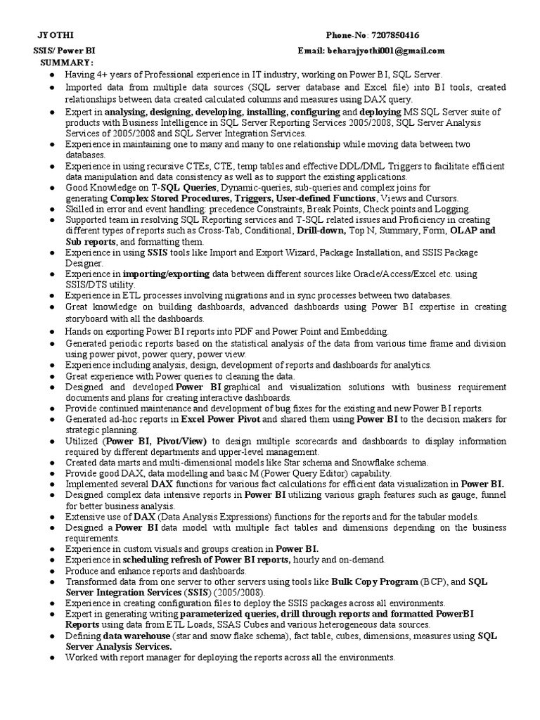 Jyothi Resume | PDF | Microsoft Sql Server | Databases