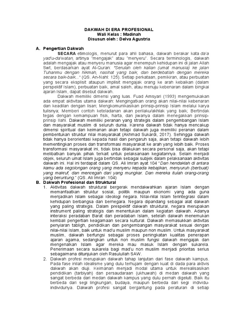 Makalah Dakwah Di Era Profesional | PDF | Agama & Spiritualitas