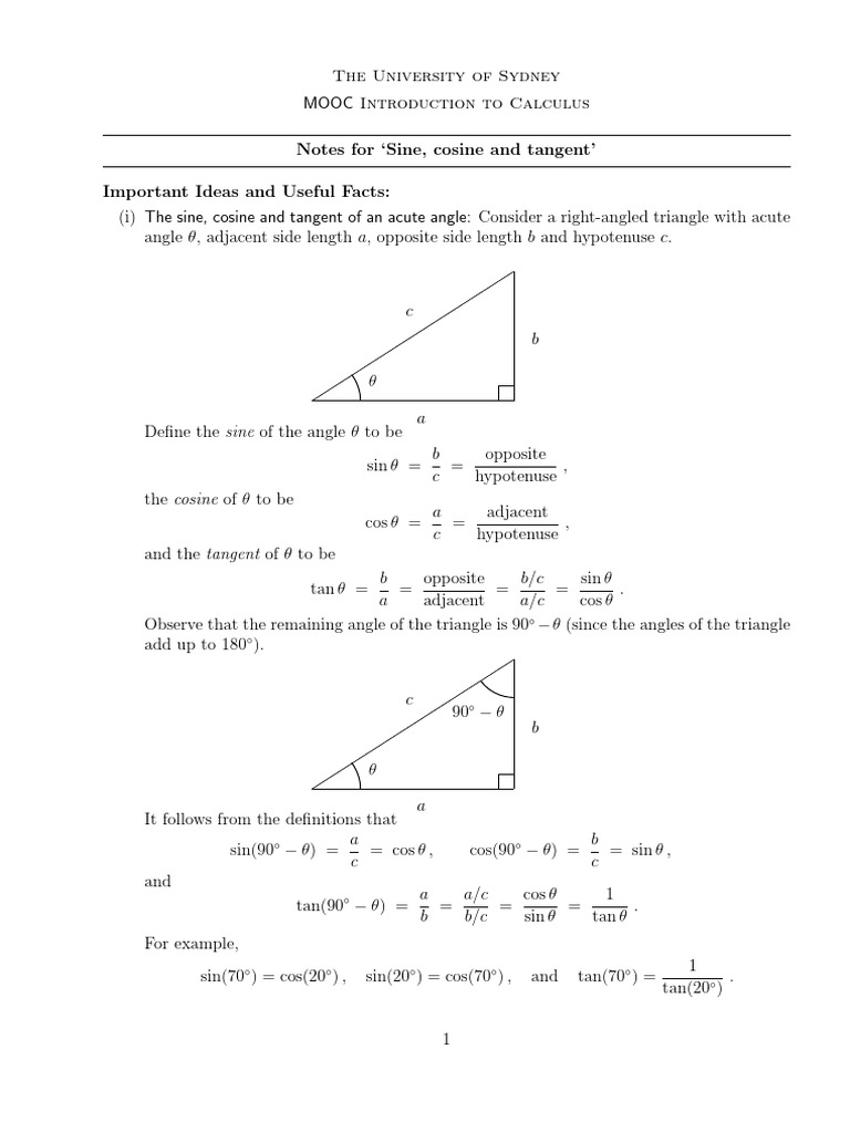 Sine, Cosine, and Tangent Basics | PDF | Trigonometric Functions | Triangle