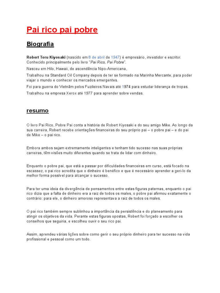 Pai Rico Pai Pobre | PDF