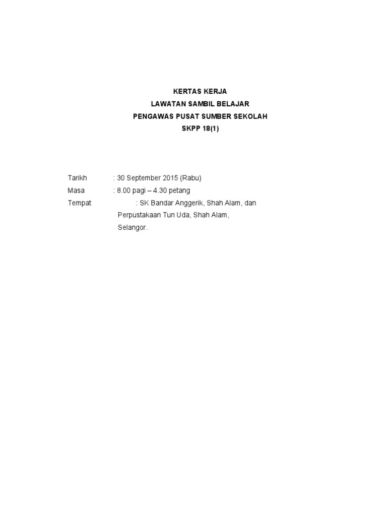 Kertas Kerja Lawatan Pengawas Pss | PDF