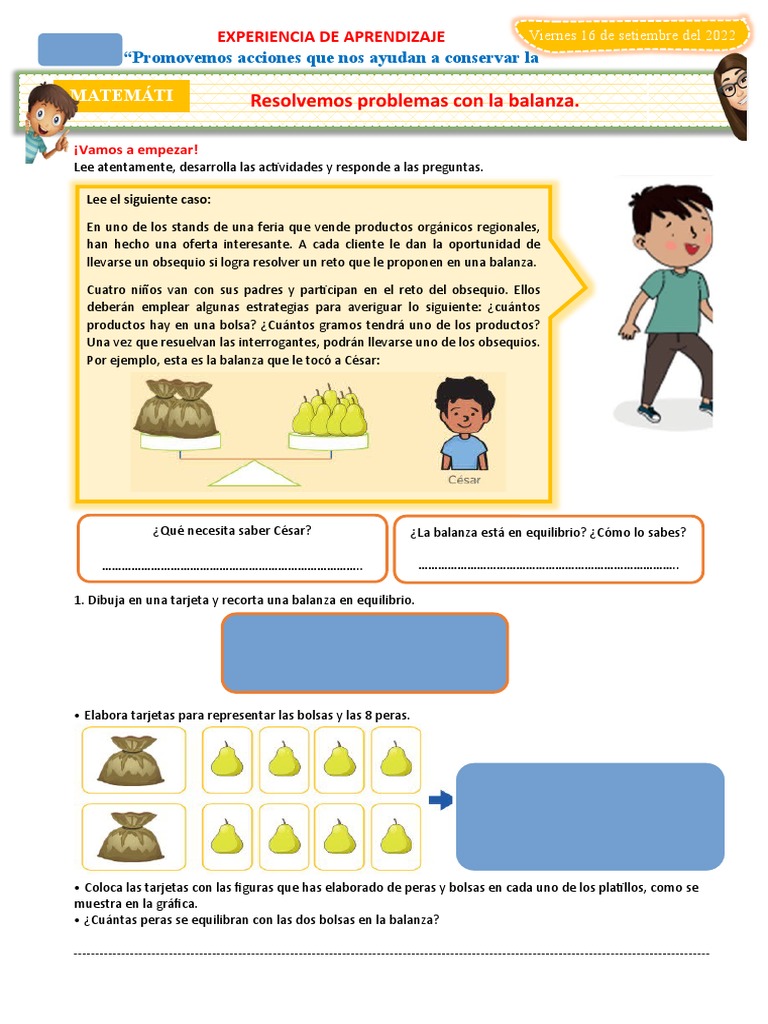 D5 A2 FICHA Resolvemos Problemas Con La Balanza. | PDF | Balanza ...