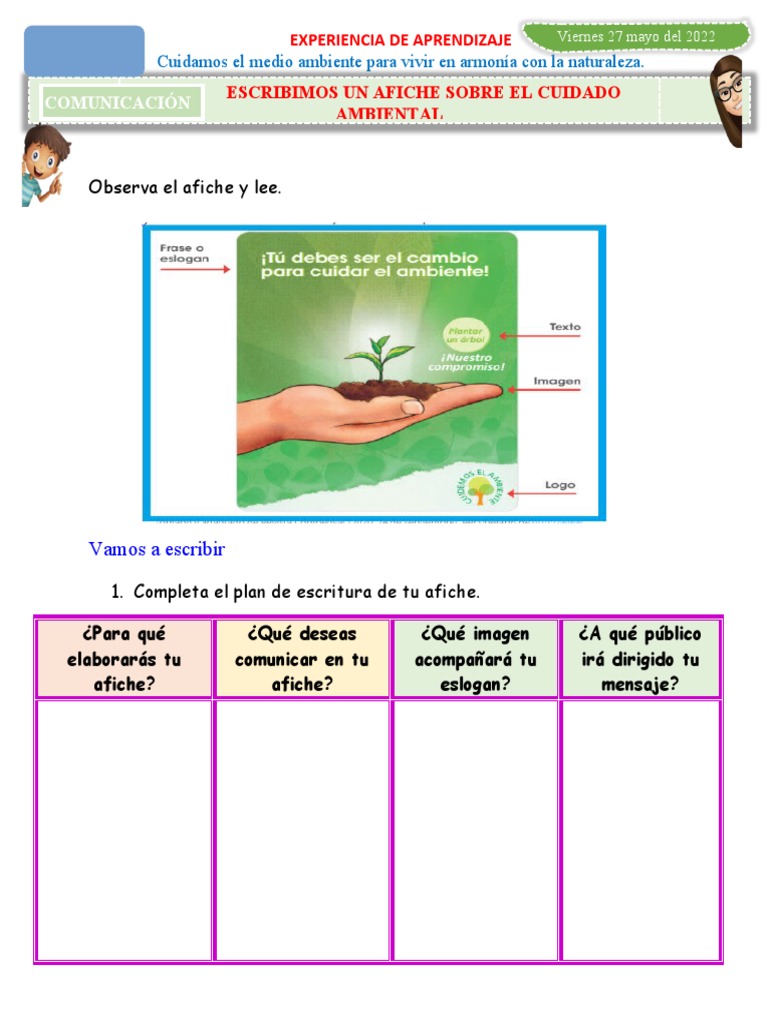 d5 A2 Ficha Escribimos Un Afiche Sobre El Cuidado Ambiental | PDF