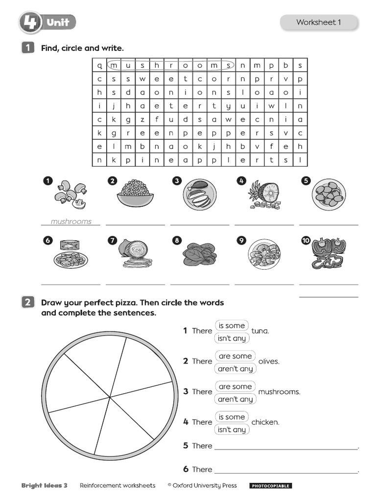 Bright - Ideas - 3 - Reinforcement - Worksheets Unit 4a | PDF