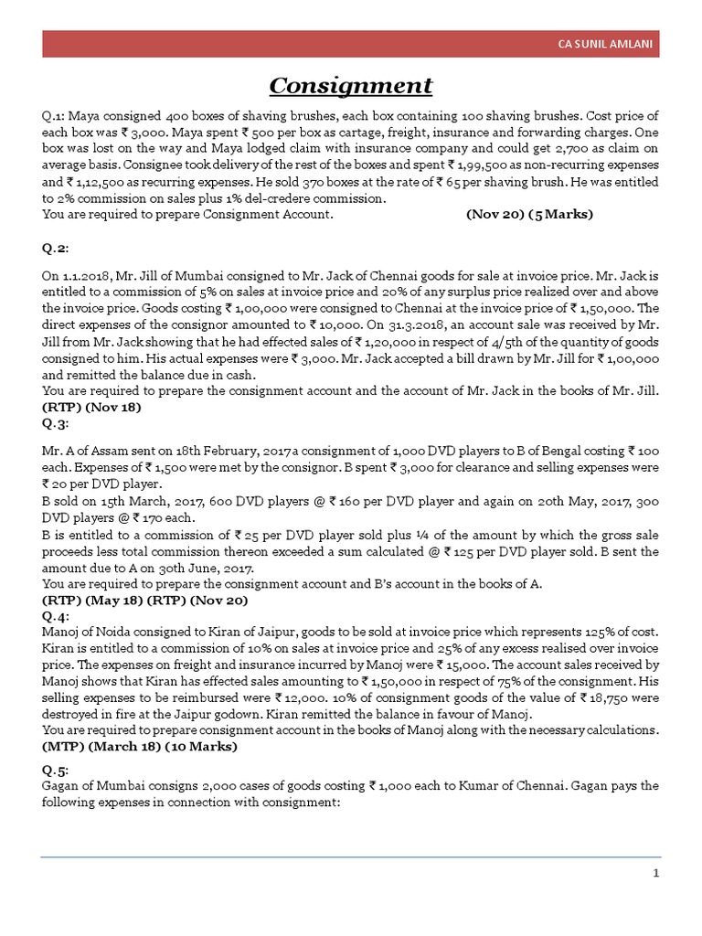 Consignment Account Preparation Guide | PDF | Insurance | Expense