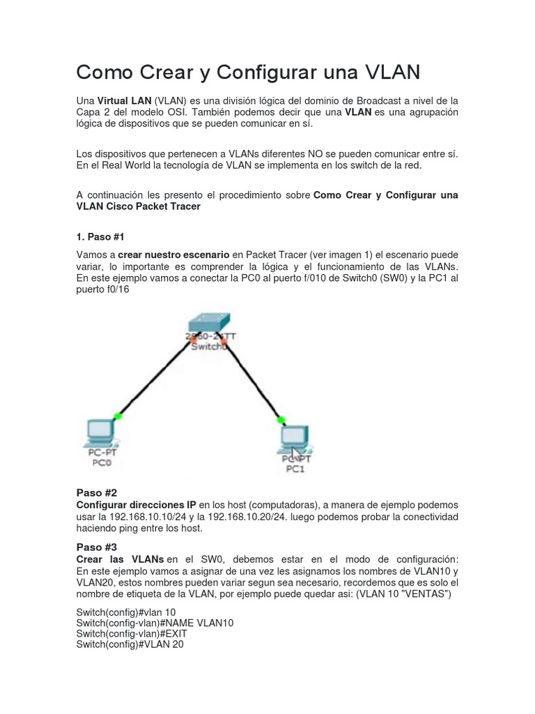 Como Crear y Configurar Una VLAN | PDF | Ingeniería Informática | Tecnología de información y ...