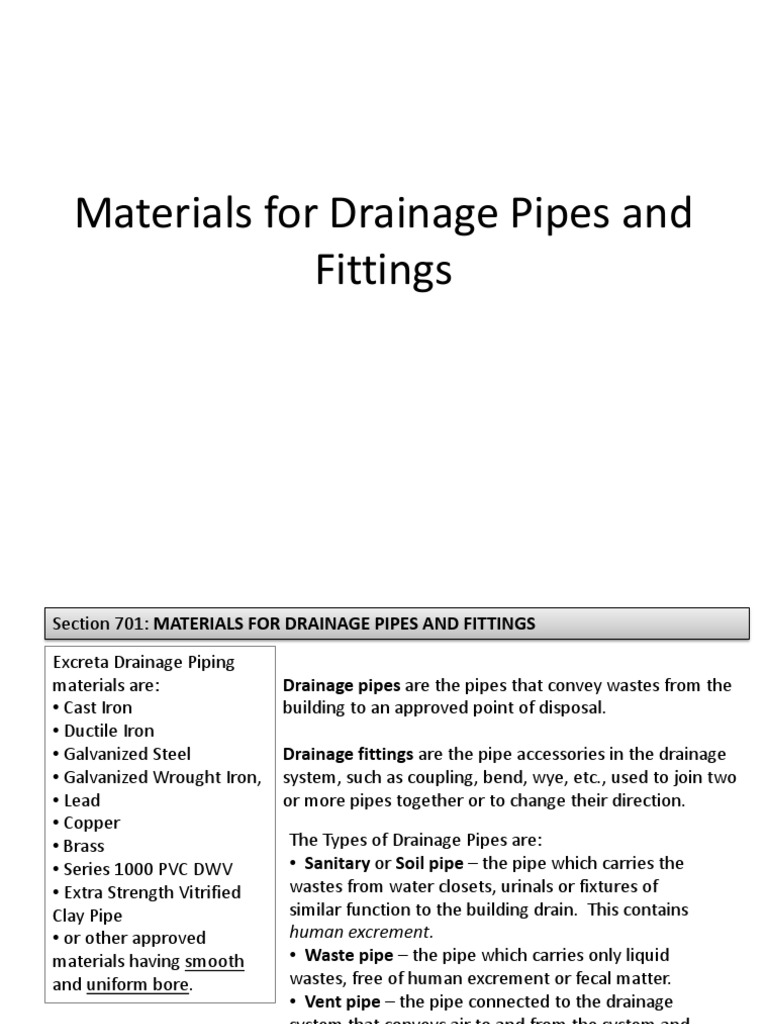 000 Drainage Pipes, Fiitings and Joints | PDF | Plumbing | Pipe (Fluid ...