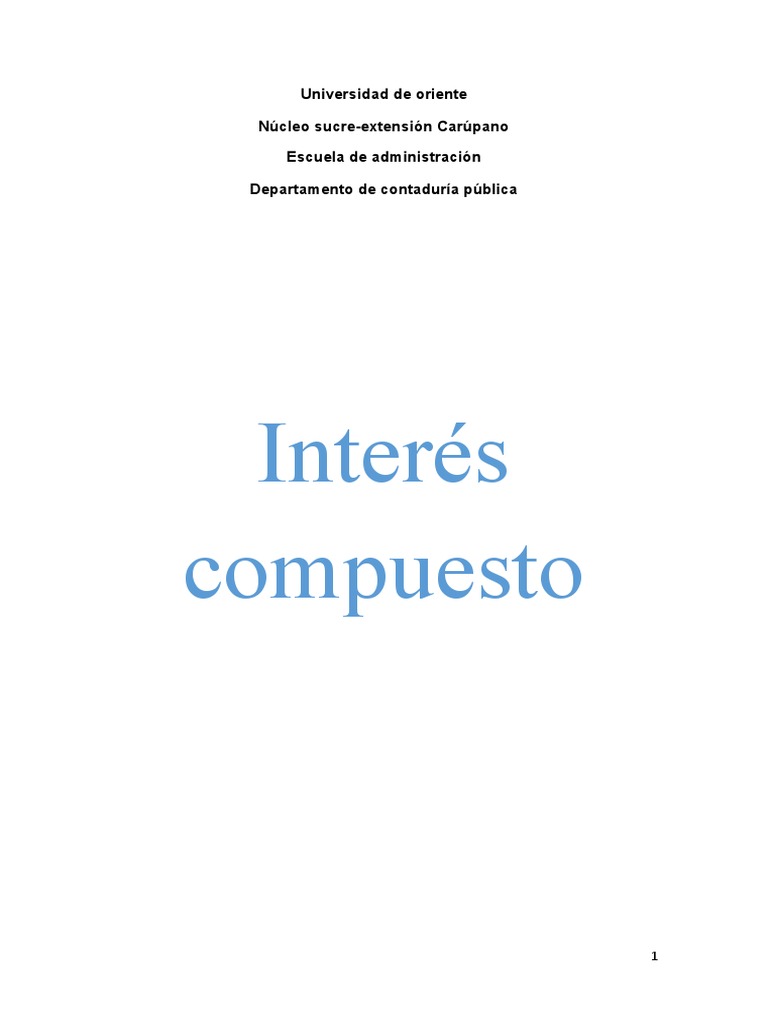 Interes Compuesto. | PDF | Interés | Interés compuesto