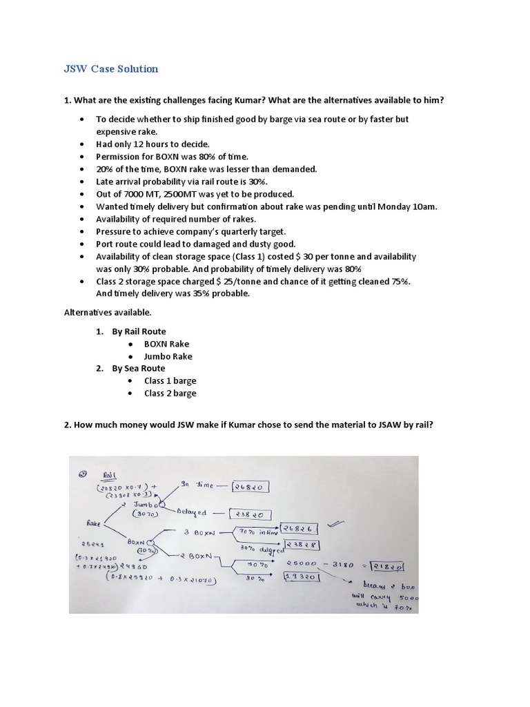 JSW Case Solution | PDF | Transport | Rail Transport