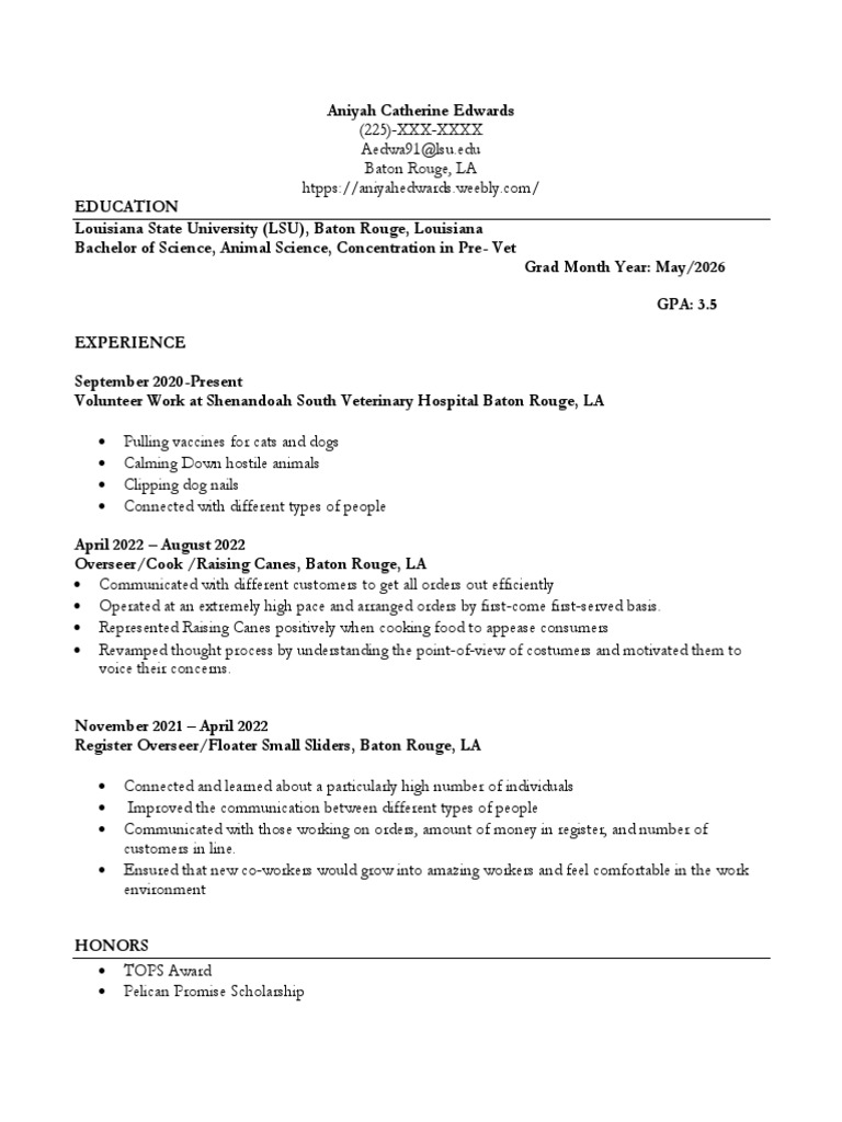 Aniyah Edwards Resume | PDF | Wellness