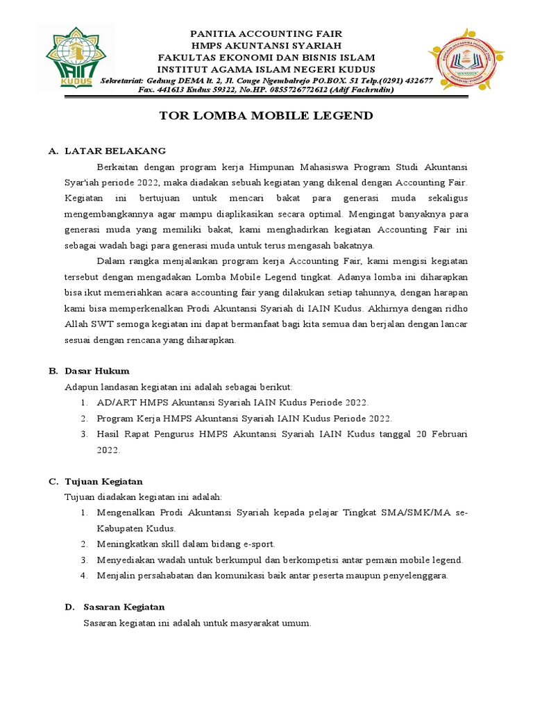 TOR Lomba Mobile Legend | PDF