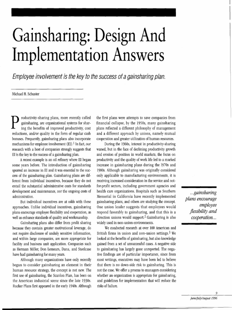 Gainsharing Plan | PDF | Employment | Incentive