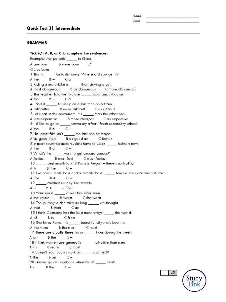 Quick Test 3 | PDF | Traffic | Syntax