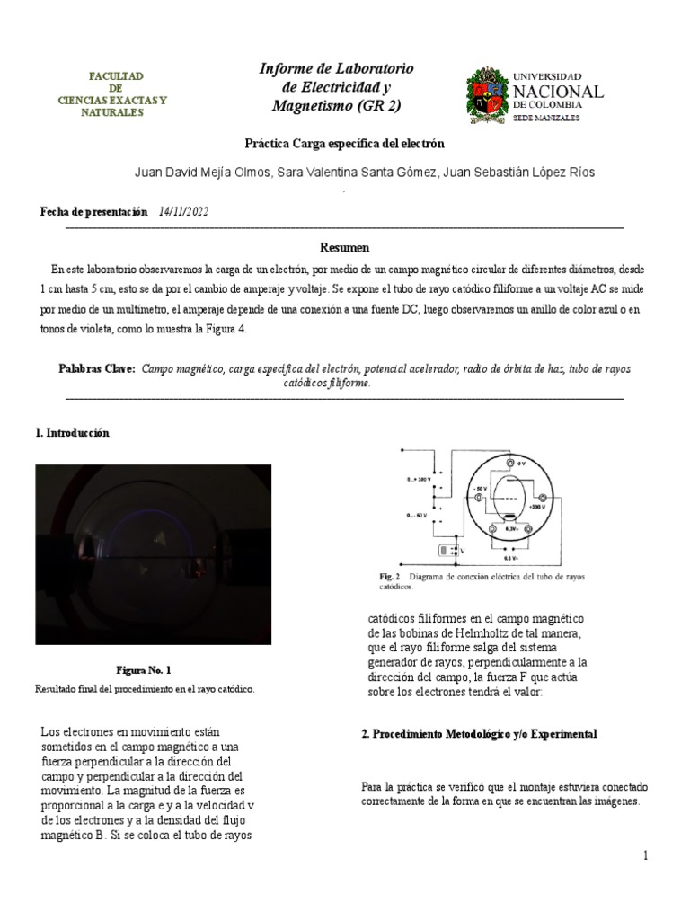 Carga Específica de Un Electrón | PDF | Electrón | Campo magnético