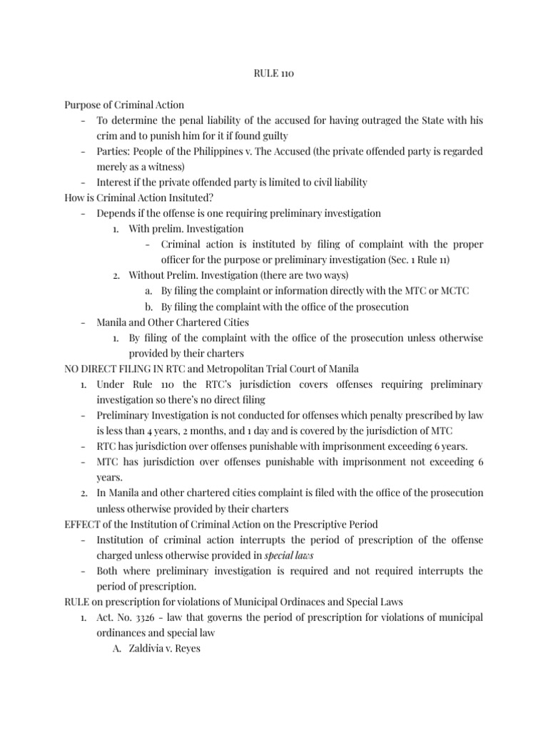 Rule 110 and Quiz | PDF | Prosecutor | Statute Of Limitations