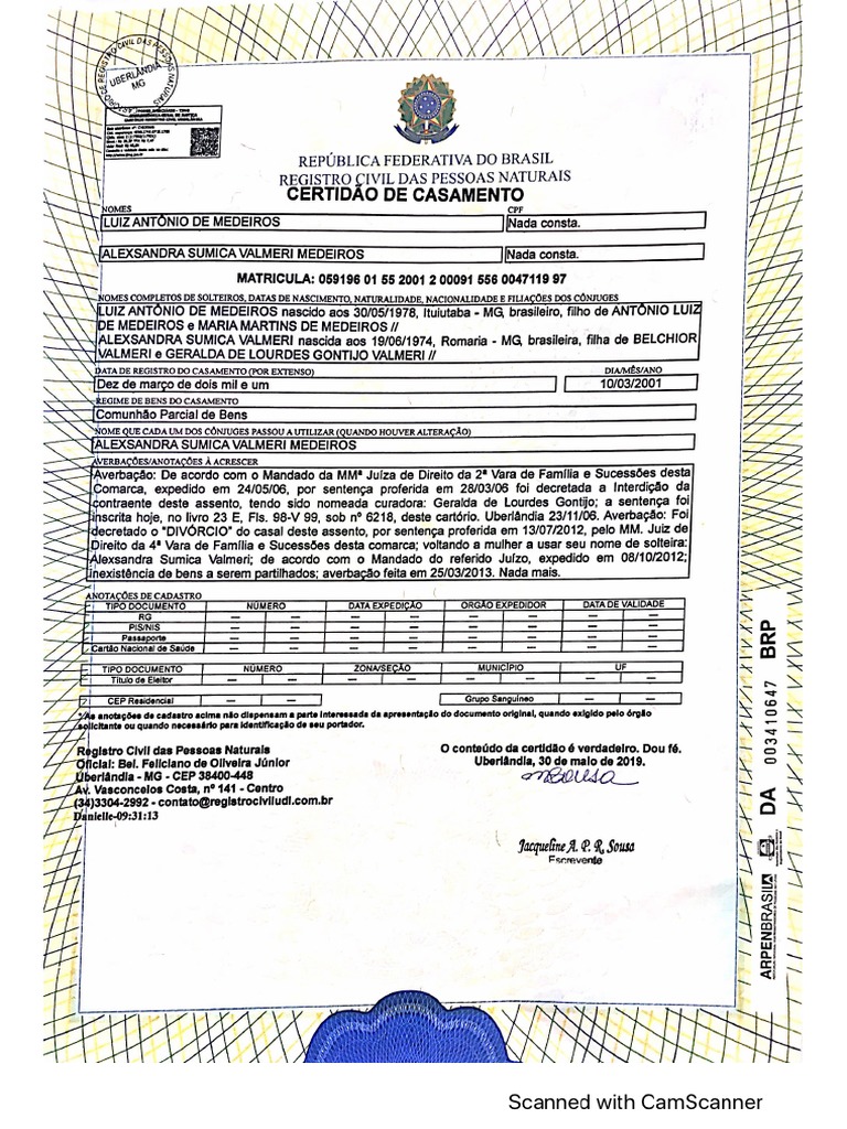 Alessandra Sumica Certidao de Casamento | PDF