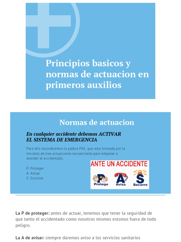 Principios Basicos y Normas de Actuacion en Primeros Auxilios | Descargar gratis PDF ...