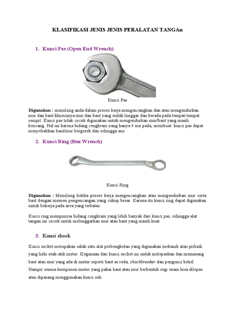 Klasifikasi Jenis Jenis Peralatan Tanga | PDF