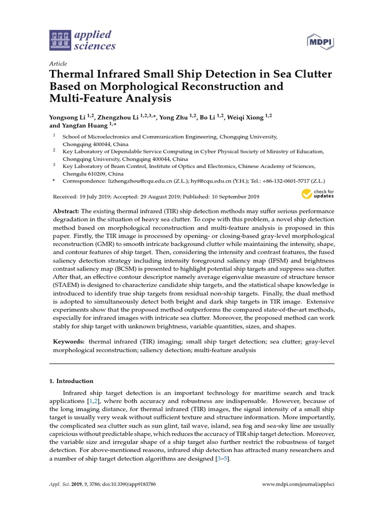 Thermal Infrared Small Ship Detection In Sea Clutter Based On Morphological Reconstruction And