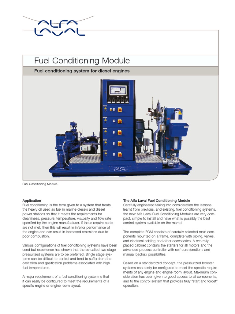 ALFA LAVAL - Fuel Conditioning Module | PDF | Pump | Diesel Engine