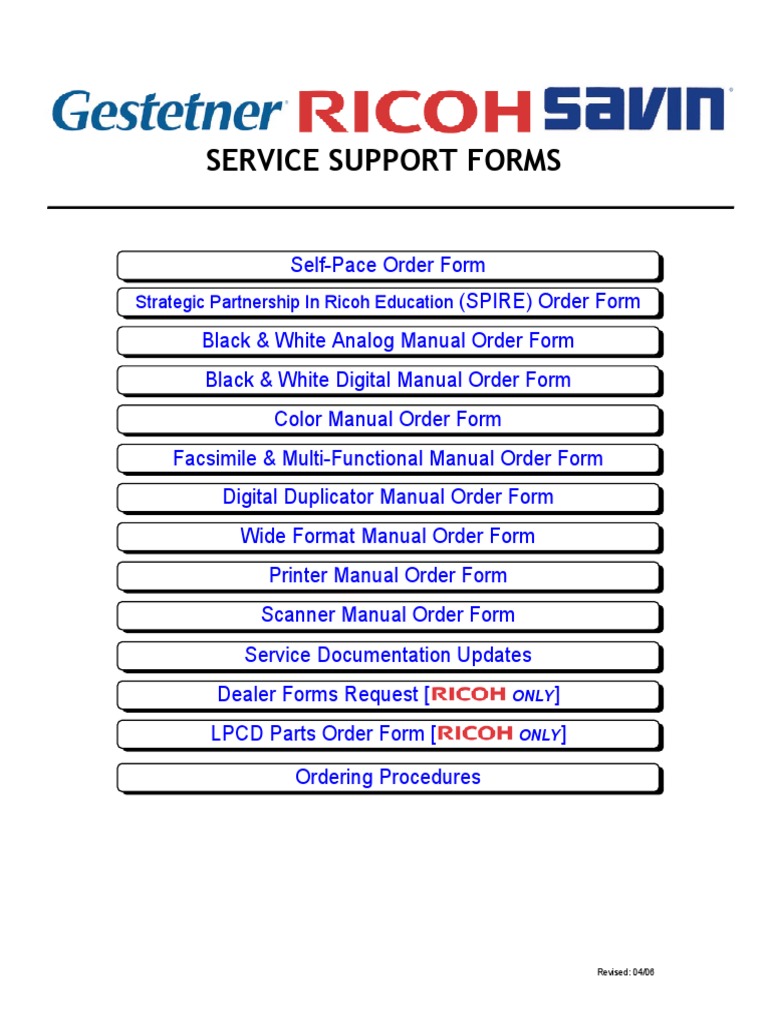 Service Order Support Forms | PDF | Computing | Information And ...