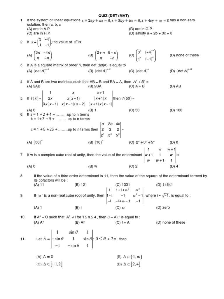 Main Det Mat | PDF | Matrix (Mathematics) | Theoretical Physics