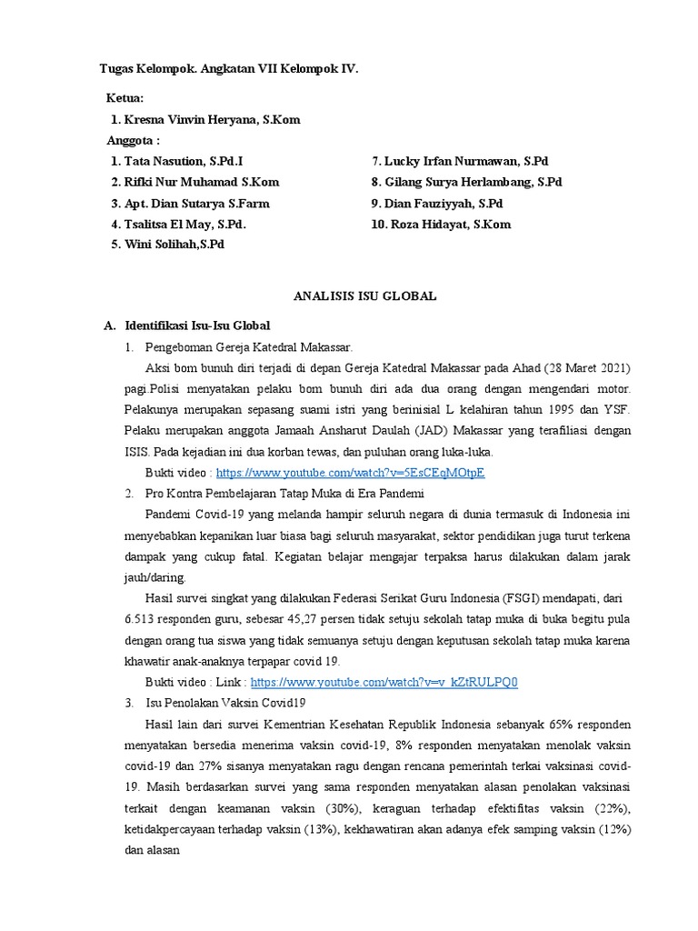 Analisis Isu Global - Angk7 - Kel4-Dikonversi | PDF | Pengembangan Diri