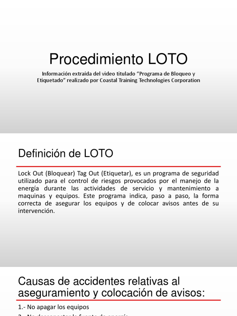 5b - Presentación Sobre Procedimiento LOTO | PDF
